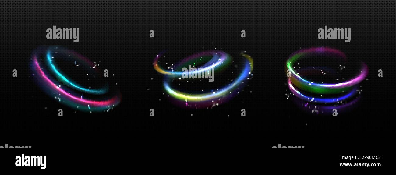 Realistic set of rainbow light motion effects isolated on transparent ...