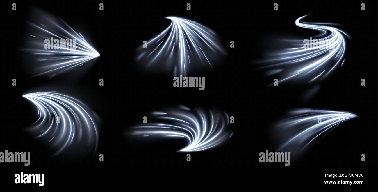 White fast speed trail with sparkles on dark background. Glow and blur ...