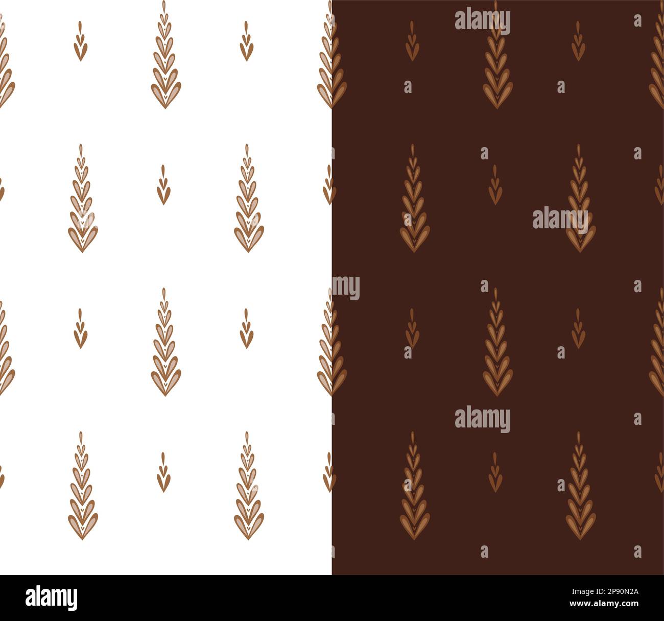 Set of vector simple patterns with stems with foliage. Collection of ...