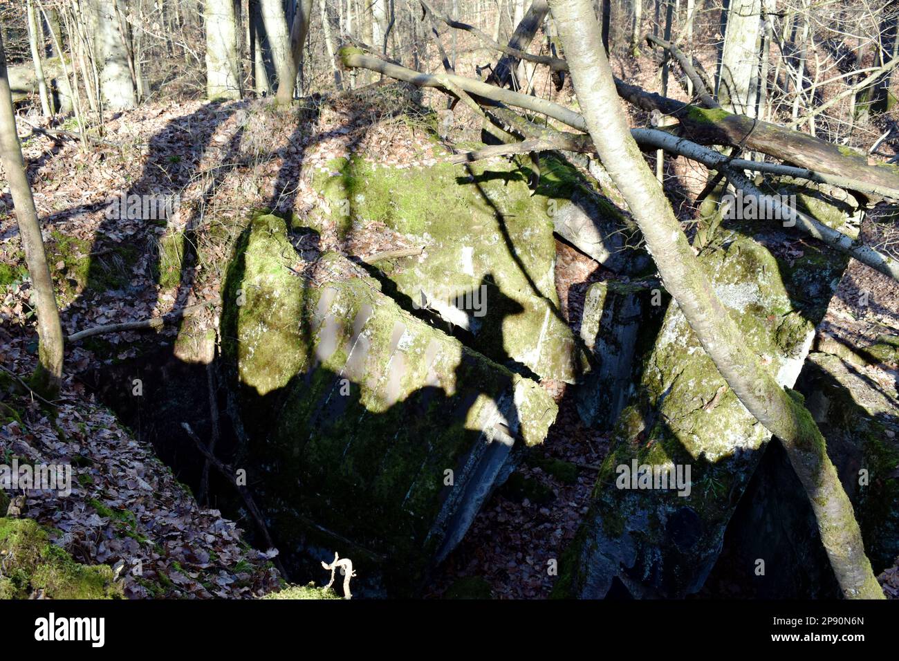 Eyewitnesses Wrecked Wehrmacht bunker Ruins of an old position in the ...