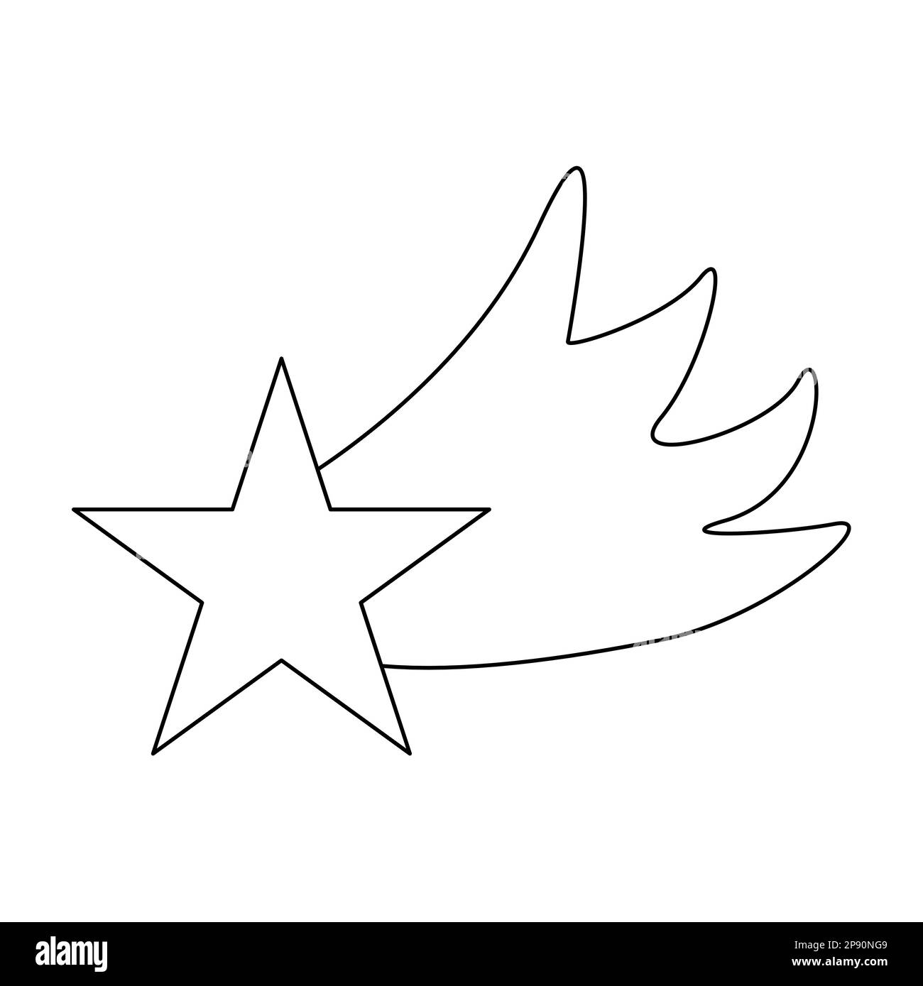 Colorful cartoon star with tail, doodle style flat vector outline ...