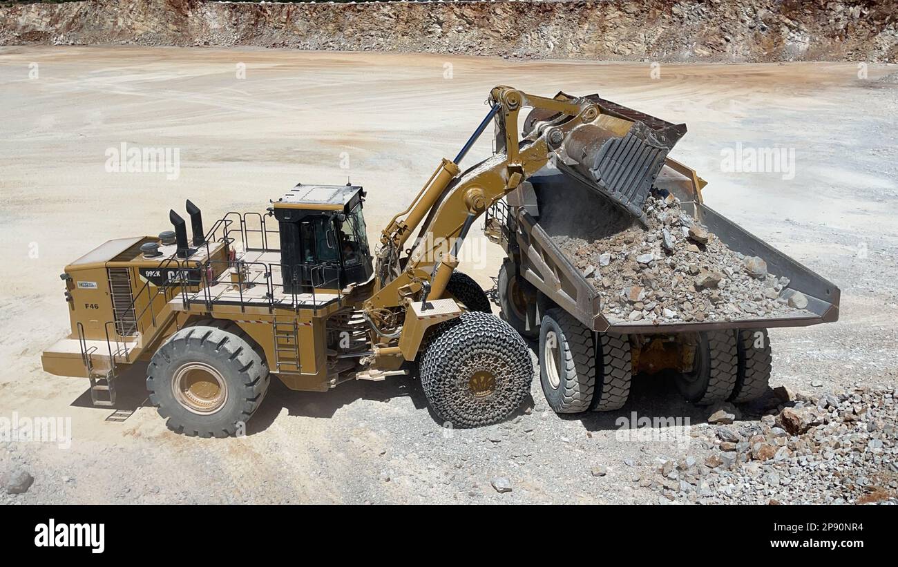 Huge Wheel Loader Loading Limestone The Dumpers, Limestone Quarry ...