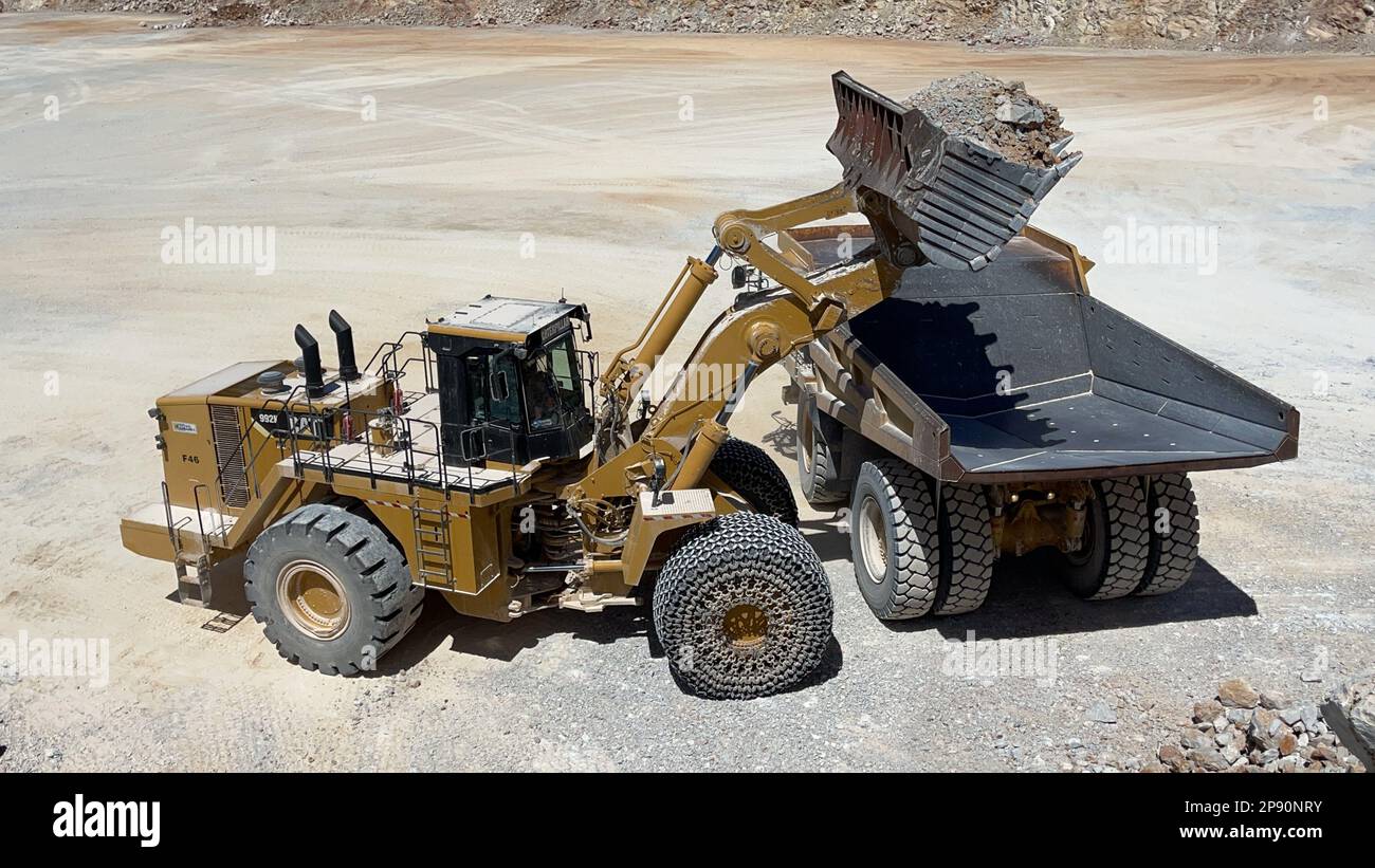 Huge Wheel Loader Loading Limestone The Dumpers, Limestone Quarry ...
