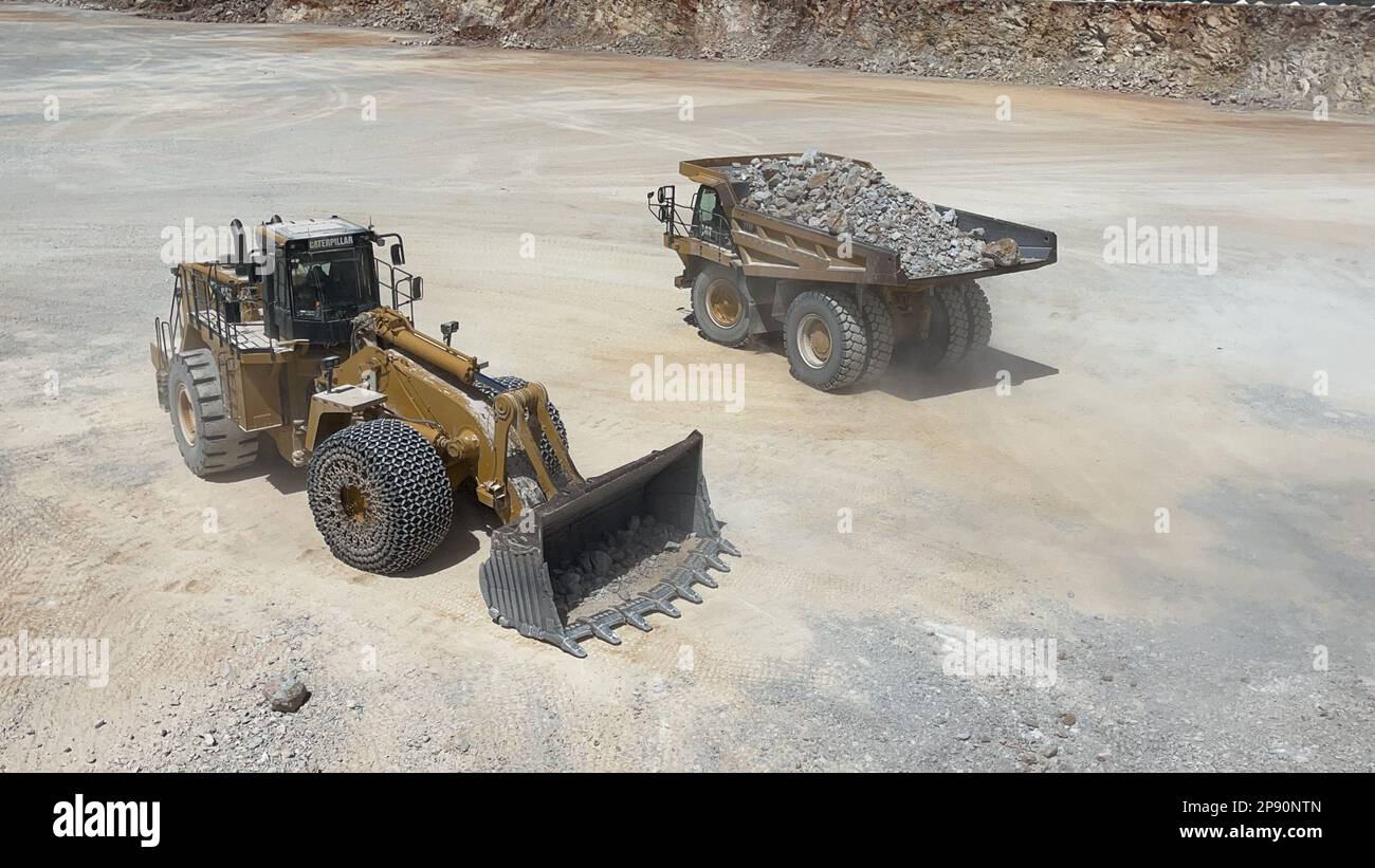 Huge Wheel Loader Loading Limestone The Dumpers, Limestone Quarry ...