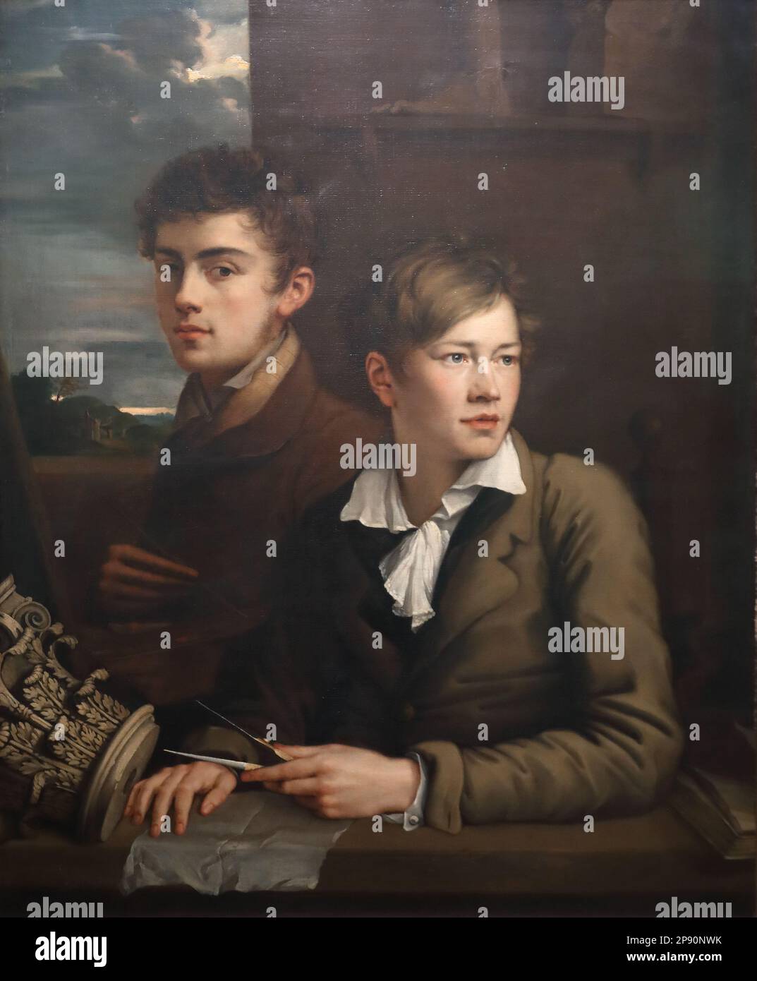 Selbstbildnis mit Johann Peter Weyer by German painter Carl Begas der ...