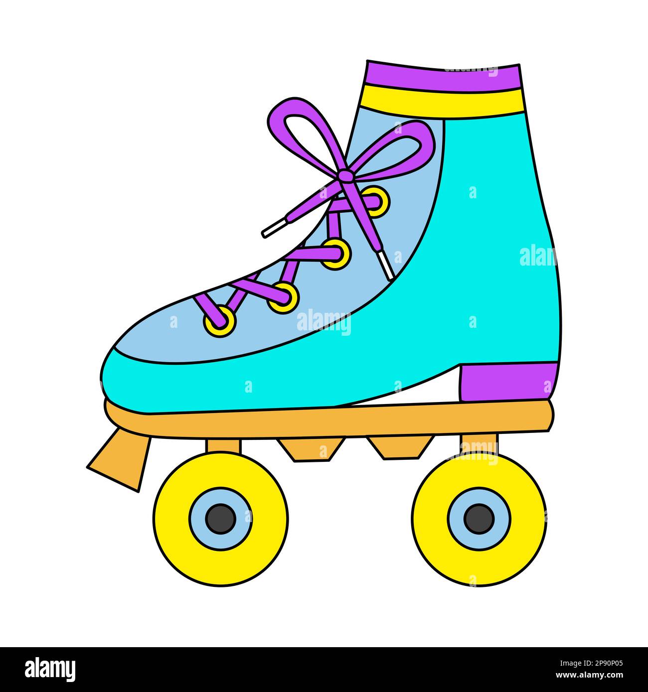 Retro roller skates, doodle style flat vector illustration Stock Vector ...