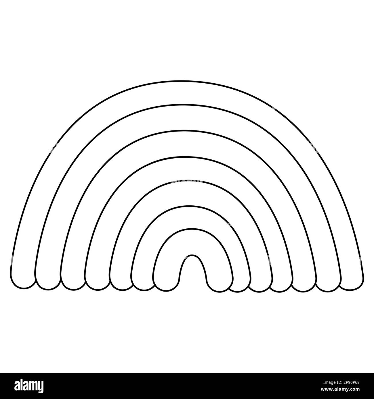Rainbow arc, doodle style flat vector outline illustration for kids ...