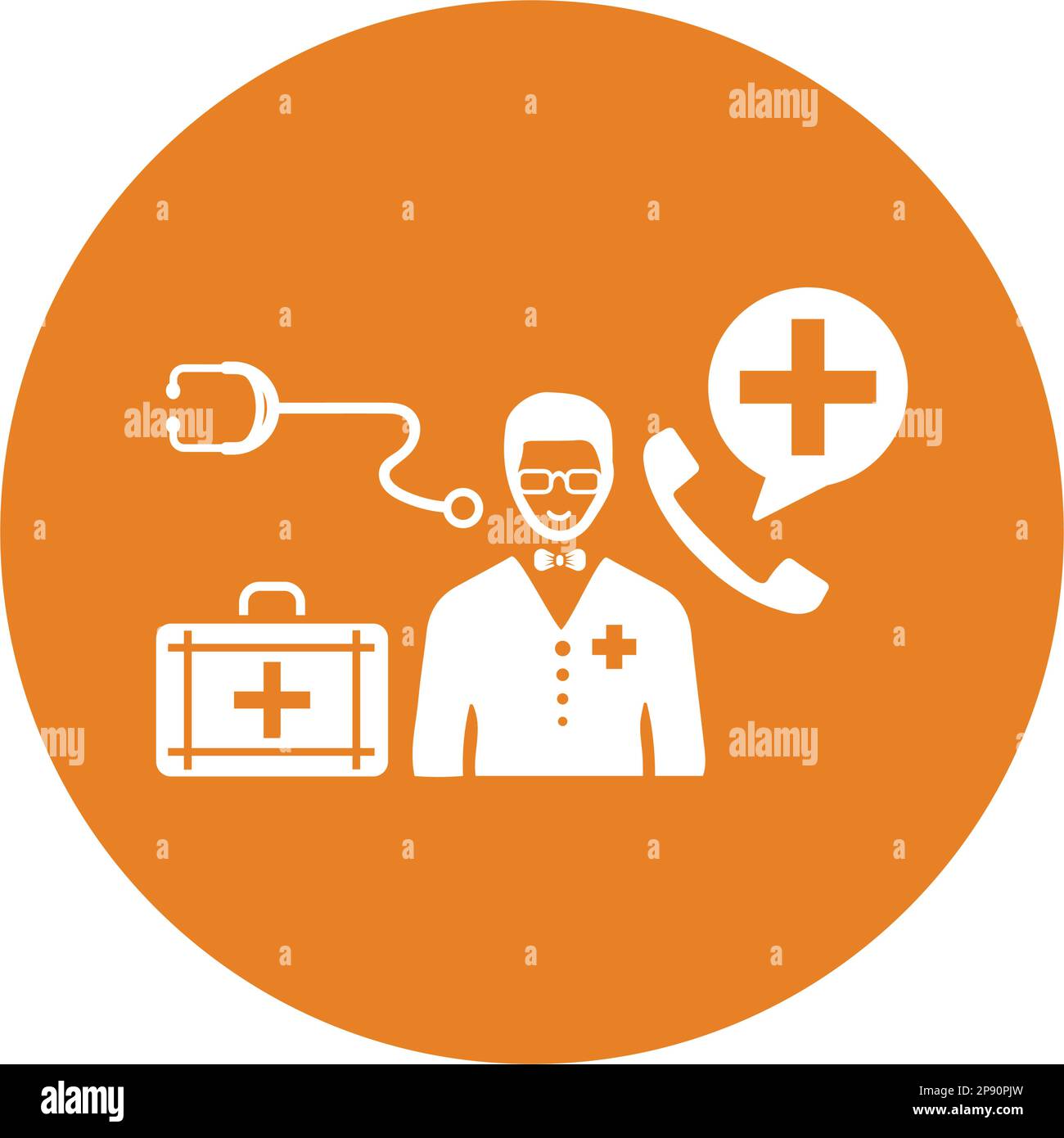 Ask a medical specialist / Calling doctor icon, vector graphics for ...