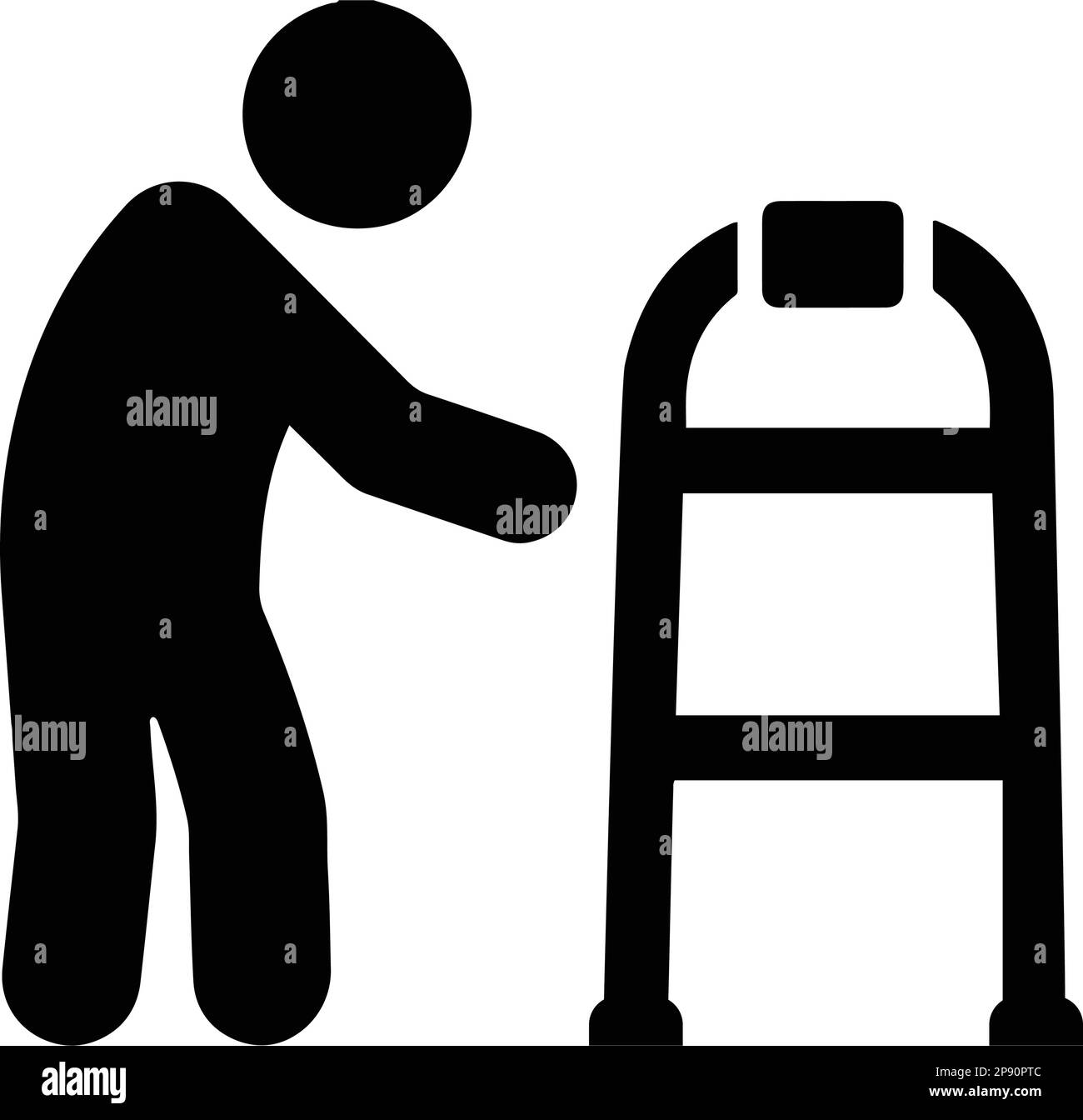 Old man with walker Stock Vector Images - Alamy