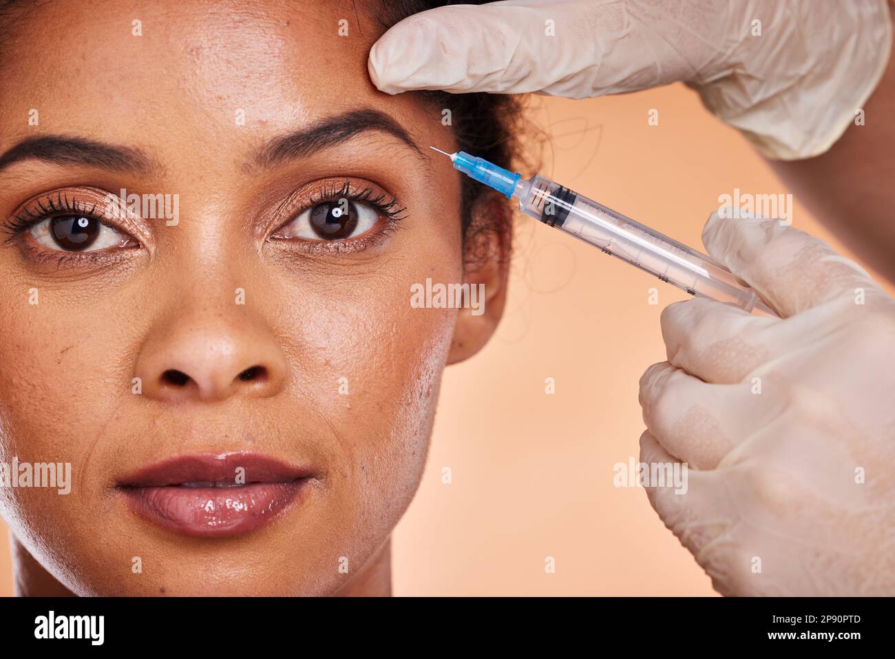 Black woman, botox cosmetics injection and beauty, facial aesthetics ...