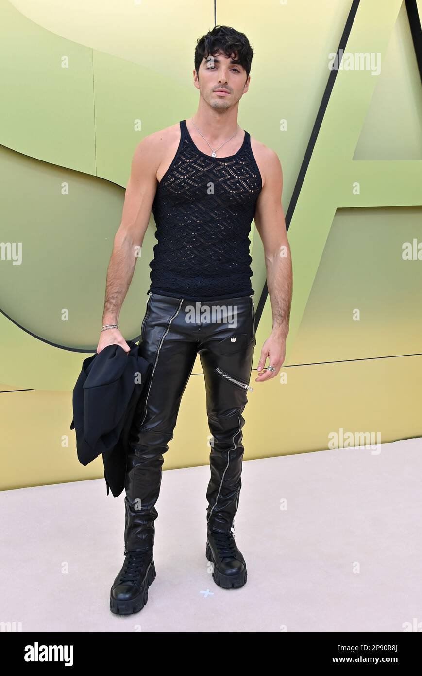 Taylor Zakhar Perez arriving at the Versace FW23 Show held at the ...