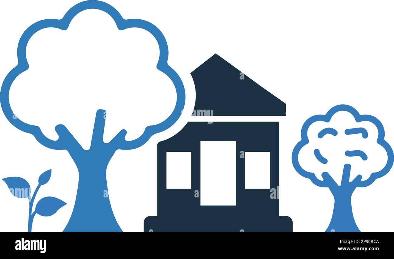 Ecology, green tree house icon. Use for commercial, print media, web or ...
