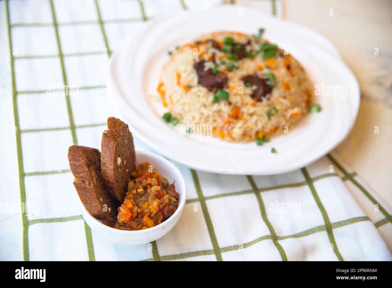 Pilaf salad black bread hi-res stock photography and images - Alamy