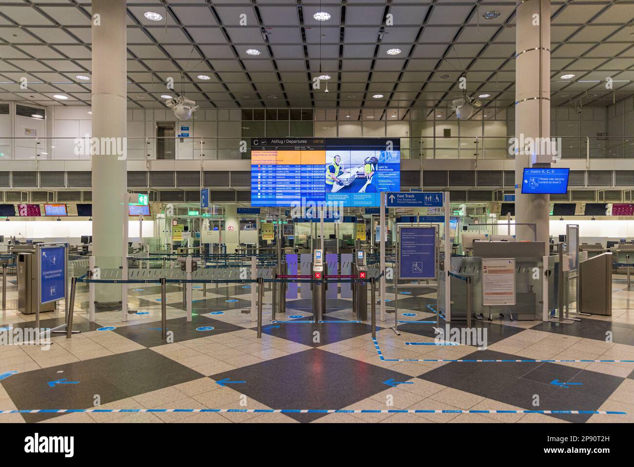 MUNICH, GERMANY - MARCH 5, 2023: Interior shot of the security check at ...