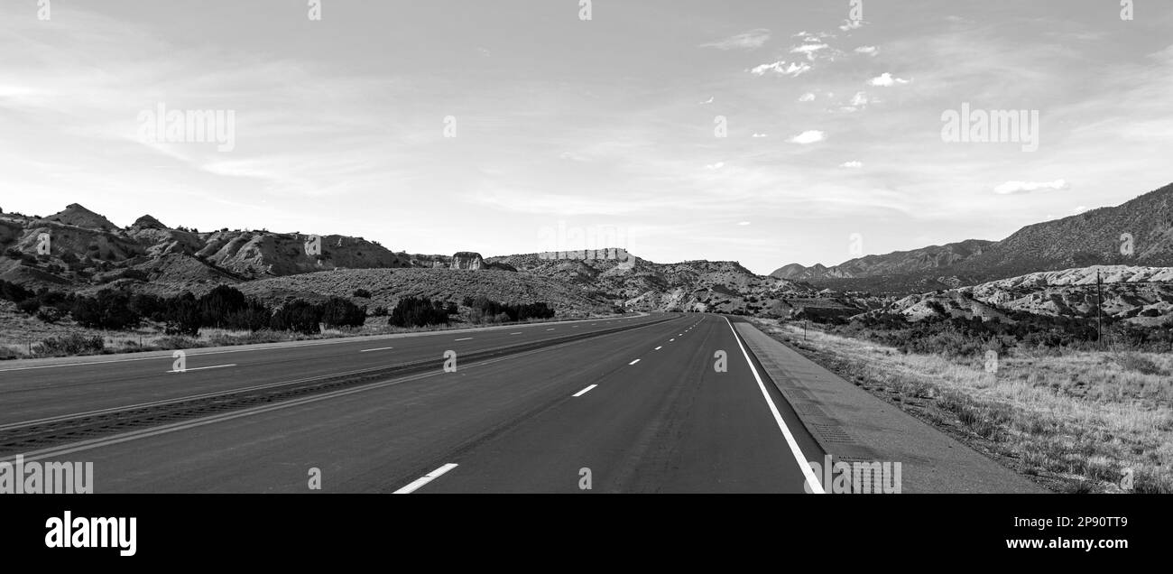 Highway on travel vacation. Panoramic skyline with empty road Stock ... Highway on travel vacation. Panoramic skyline with empty road Stock ...