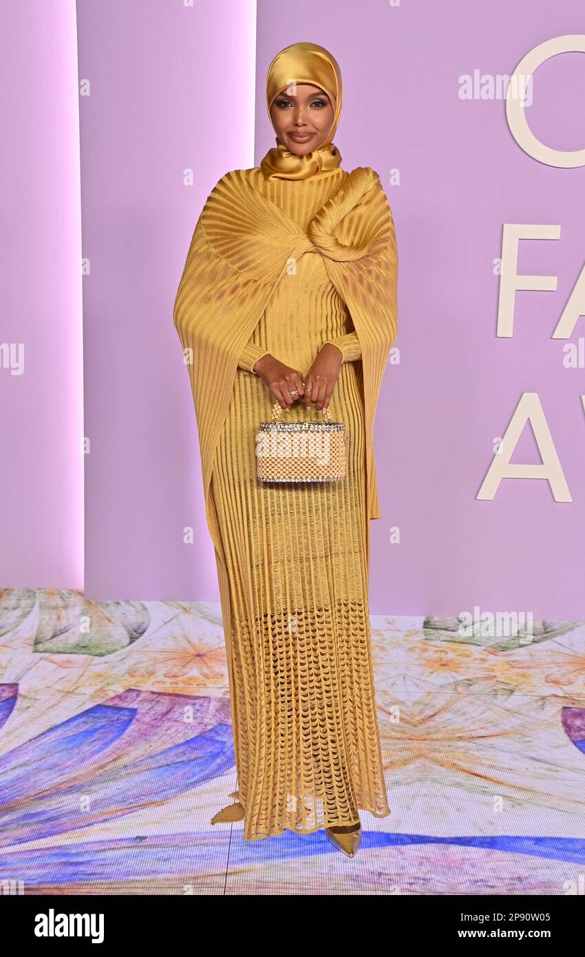 Hollywood, CA. March 9, 2023, Halima Aden arriving at the Green Carpet ...