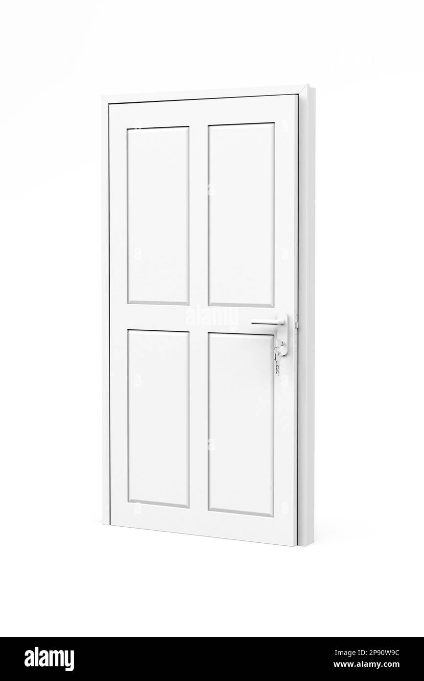 Door mockup isolated on white background - 3d render Stock Photo - Alamy