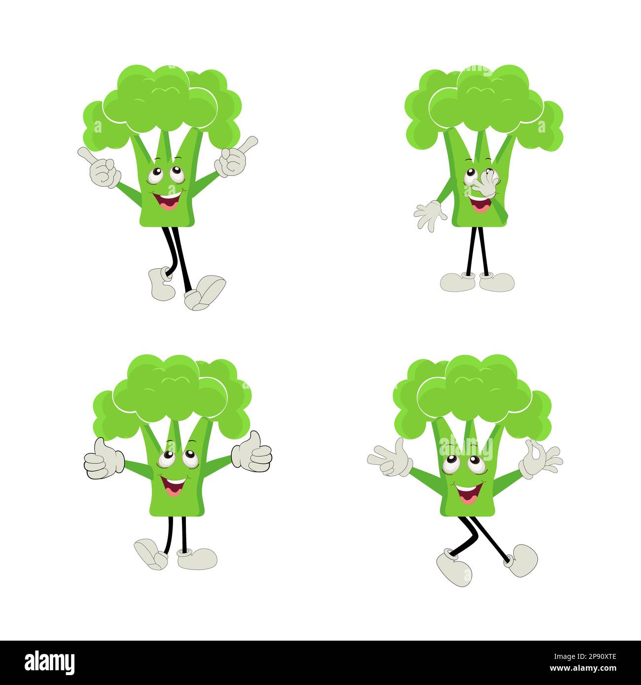 Broccoli mascot cartoon in vector. Cute happy smiling broccoli ...