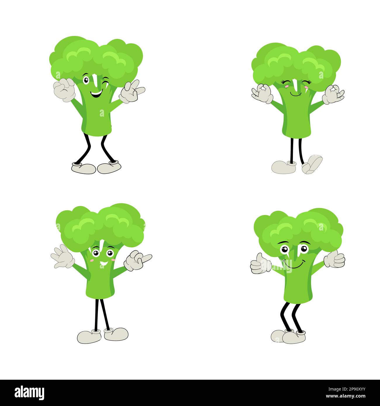 Broccoli mascot cartoon in vector. Cute happy smiling broccoli ...