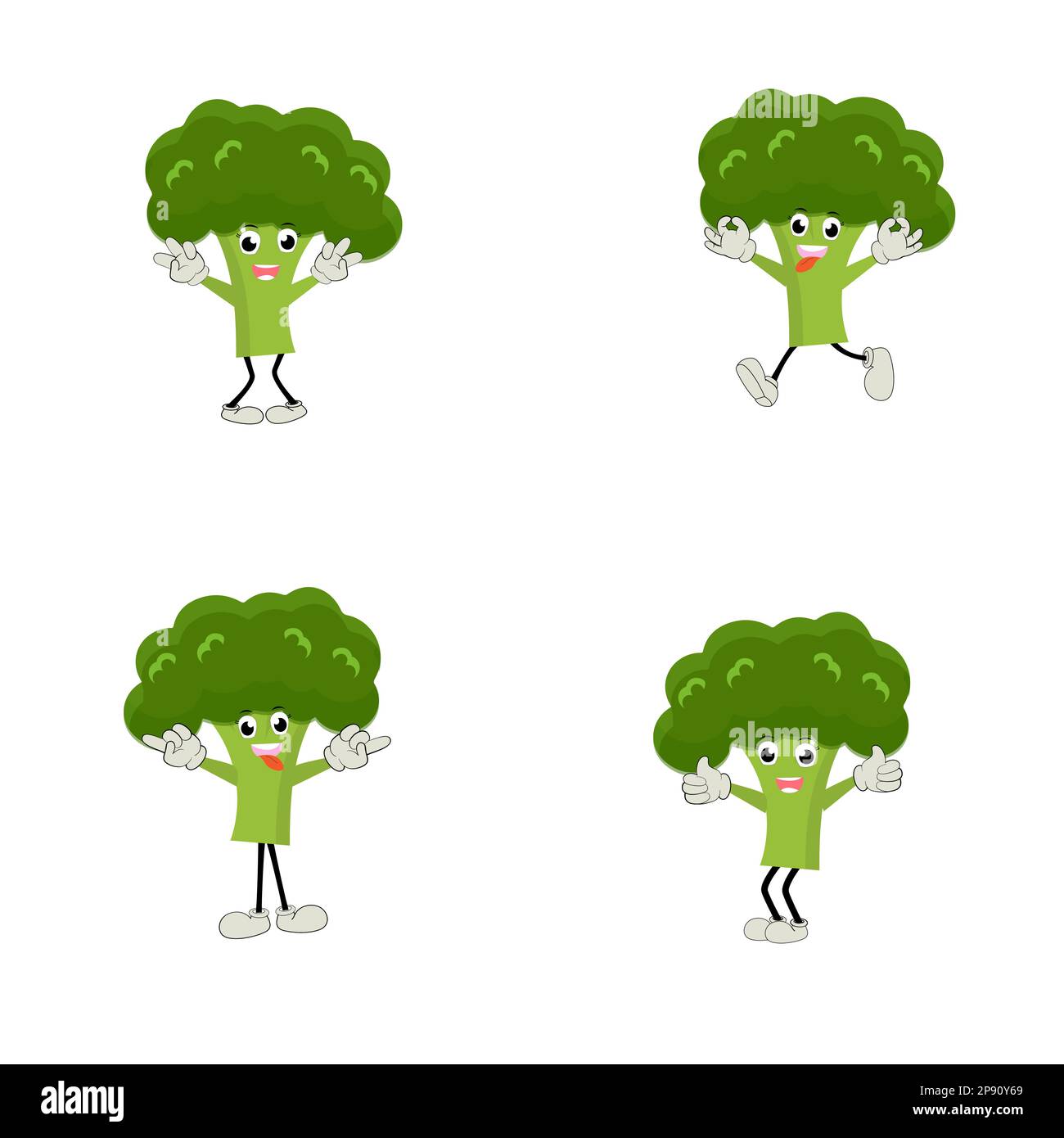 Broccoli mascot cartoon in vector. Cute happy smiling broccoli ...
