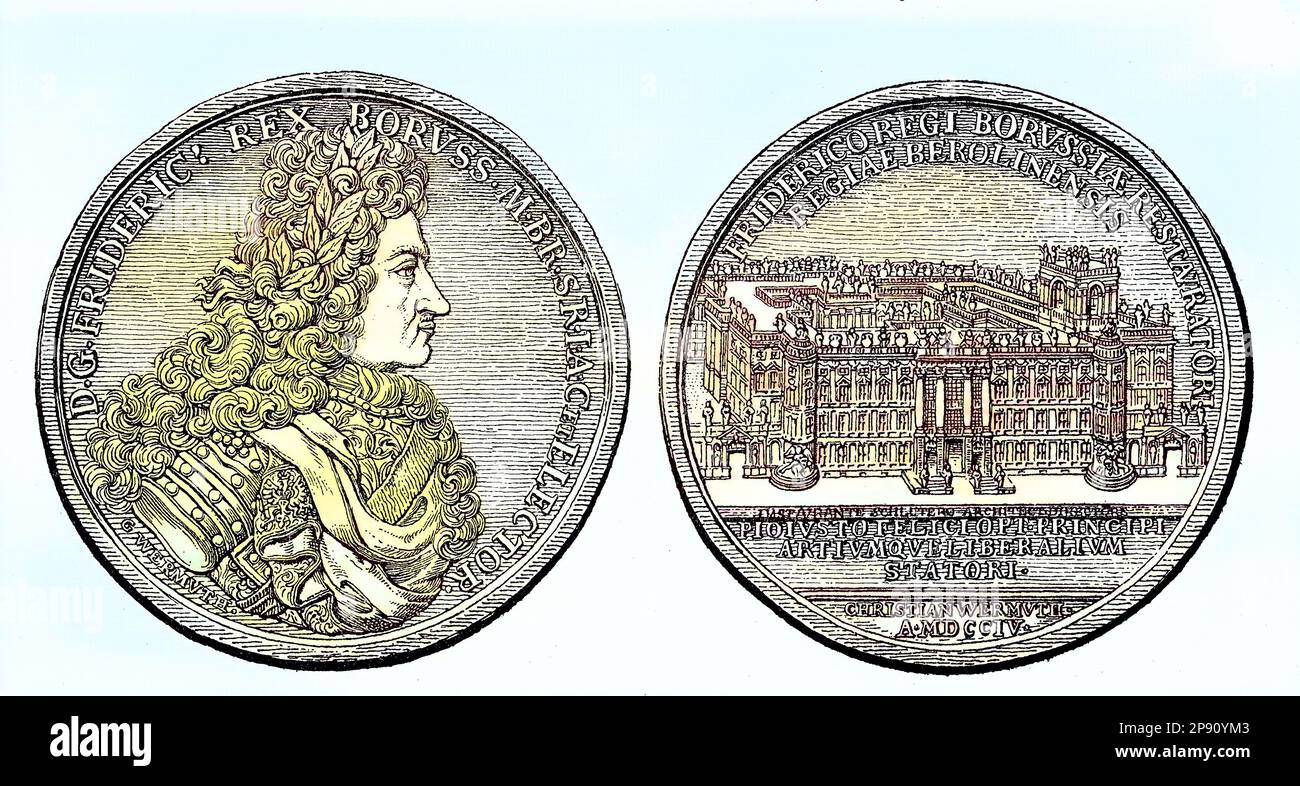 Medaille mit dem Bildnis Friedrichs I. von Preußen, auf der Rückseite ...