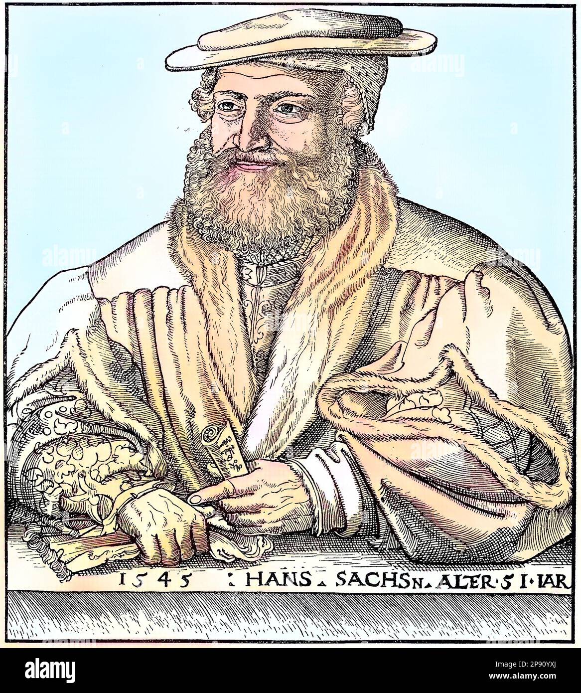 Hans Sachs im Alter von 51, Hans Sachs, 1494 - 1576, ein Nürnberger ...