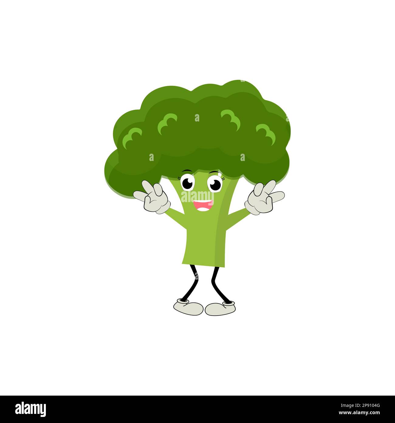 Broccoli mascot cartoon in vector. Cute happy smiling broccoli ...