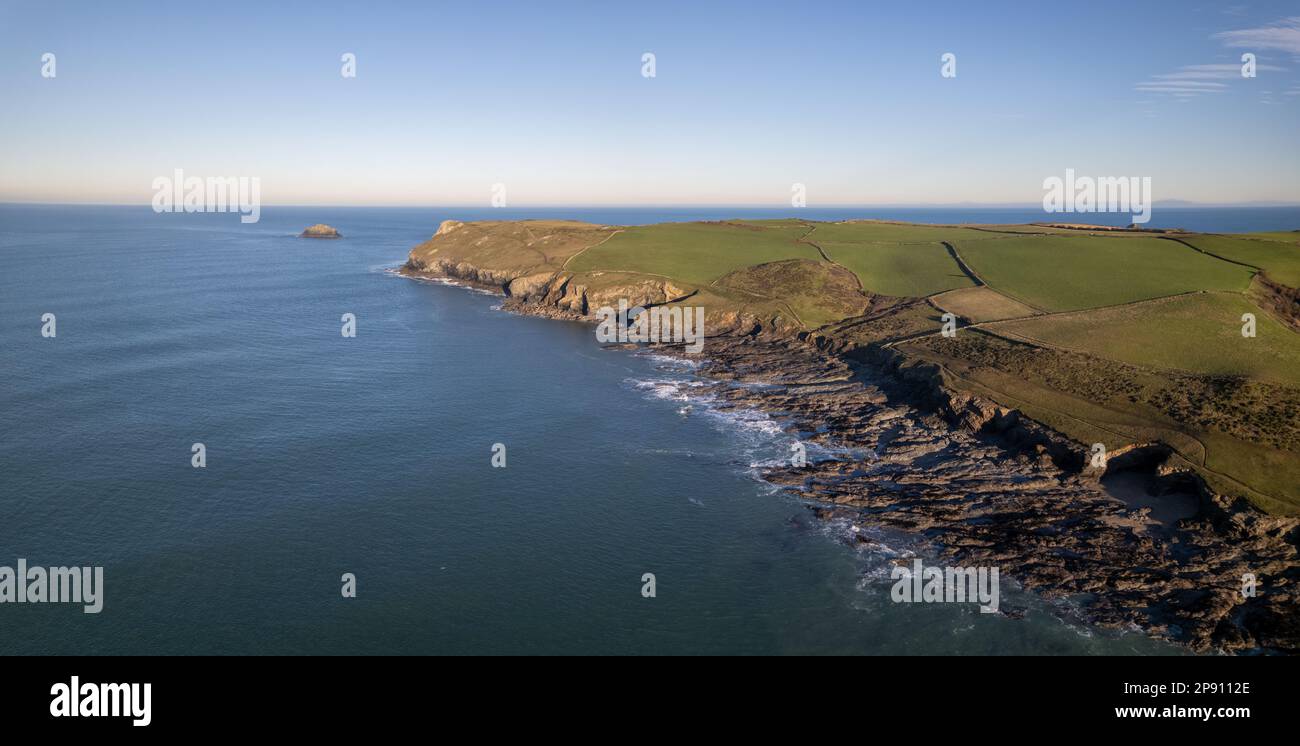 Pentire Point, Cornwall Drone Aerial Panoramic Photo Stock Photo - Alamy