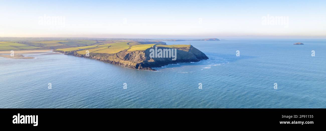 Stepper Point, Cornwall - Drone Aerial Panoramic Photo Stock Photo - Alamy
