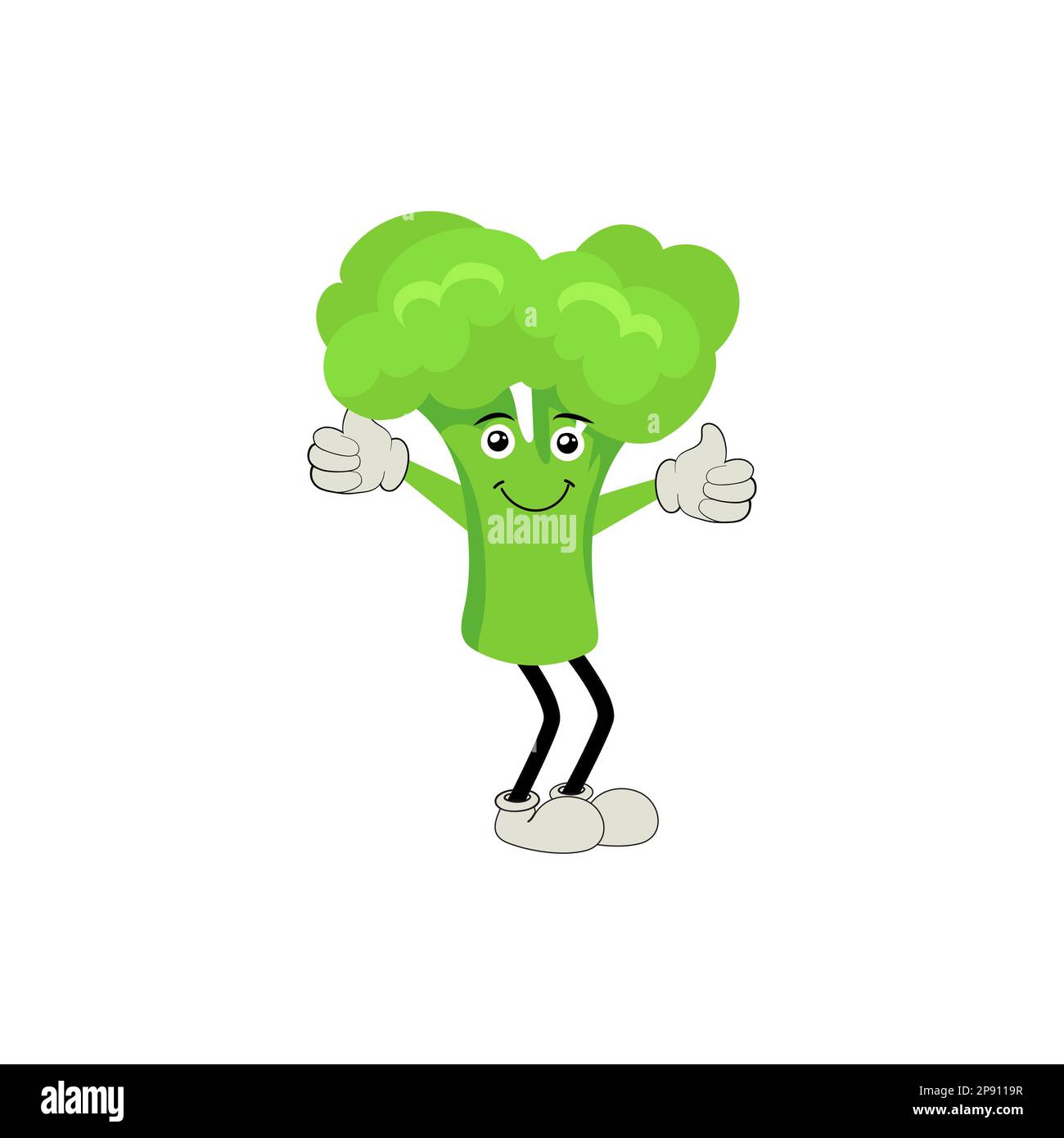 Broccoli mascot cartoon in vector. Cute happy smiling broccoli vegetable set collection. Vector ...