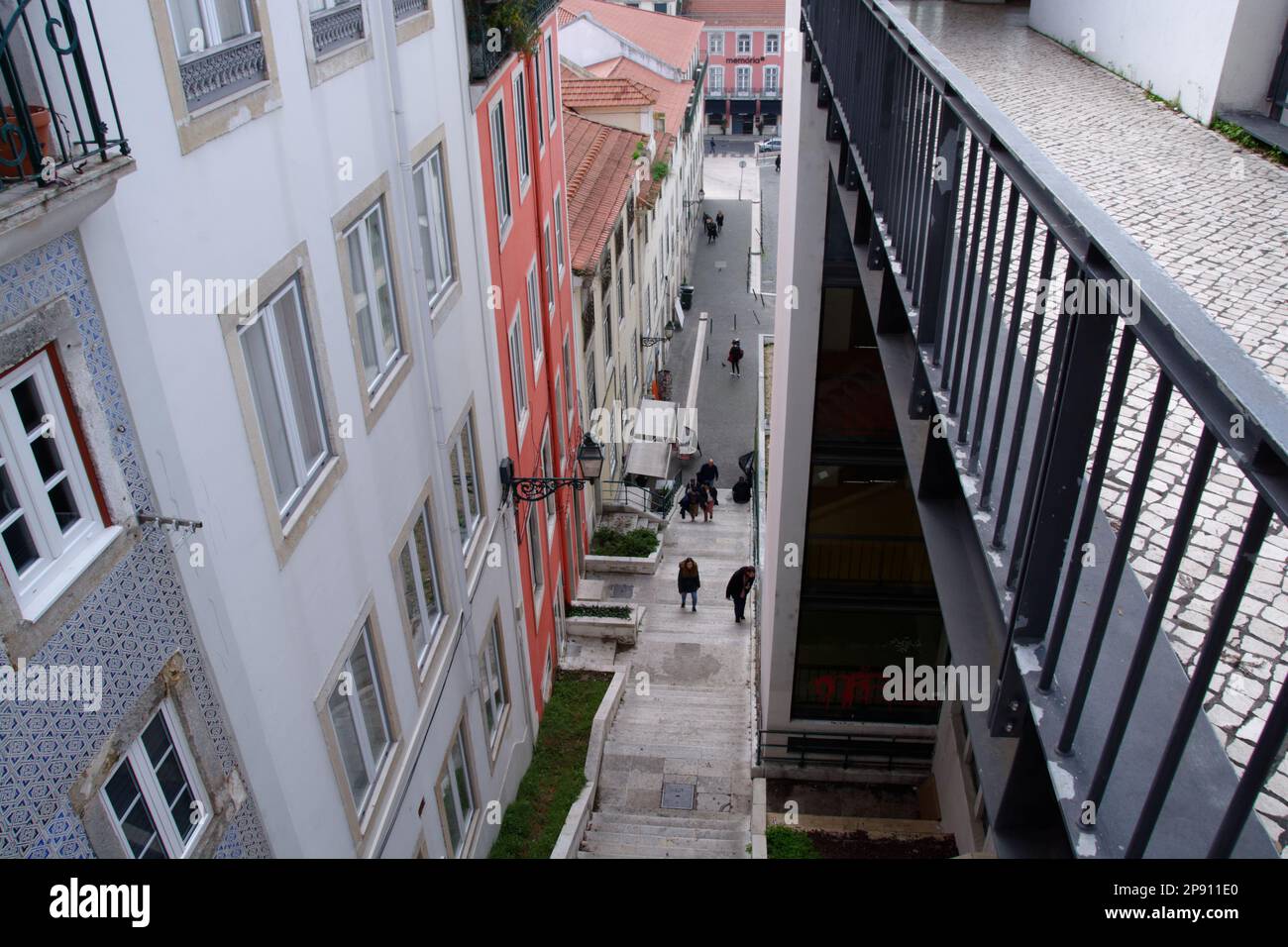 Lisbon - a narrow pedestrian passageway leading to the upper sections ...