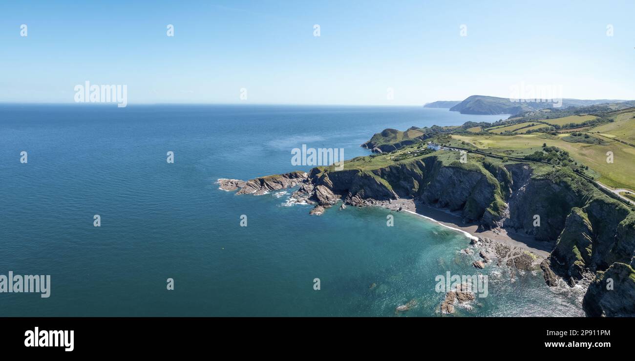 Hele Bay, North Devon Drone Aerial Panoramic Photo Stock Photo - Alamy