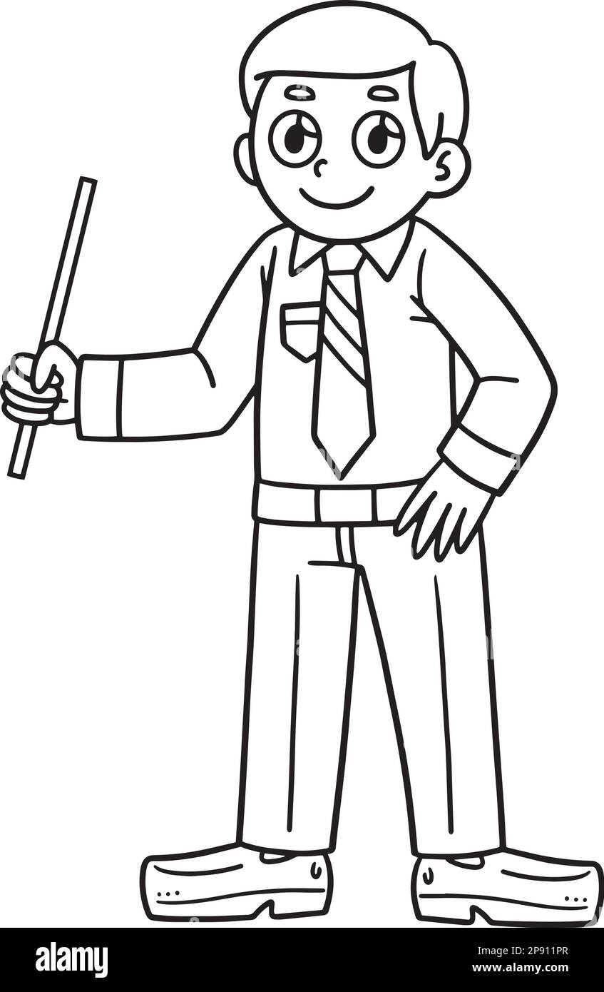 School Teacher Coloring Page for Kids Stock Vector Image & Art - Alamy