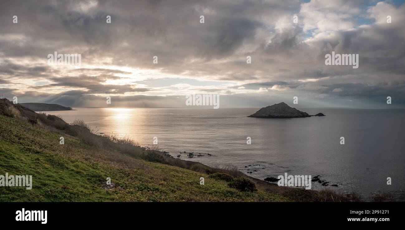 Great Mewstone, Wembury, Devon - Drone Aerial Panoramic Photo Stock ...