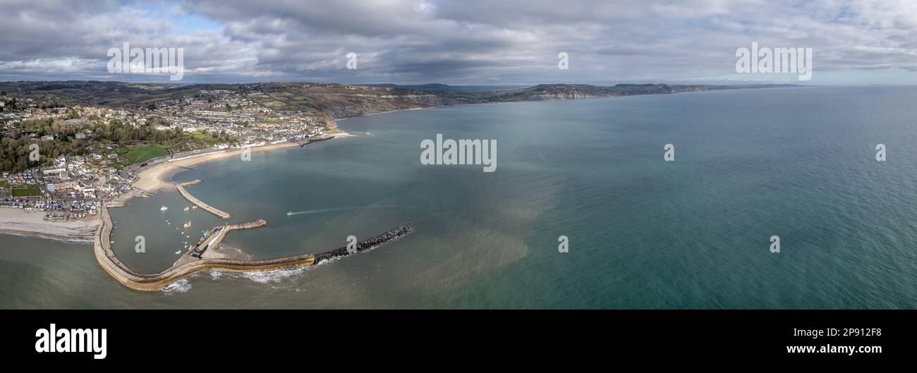 Lyme Regis, Dorset Drone Aerial Panoramic Photo Stock Photo - Alamy