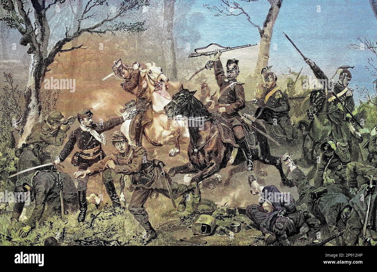 Militärpersonen im Deutsch-Französischen Krieg 1870 - 1871, Ein Angriff während des Deutsch ...