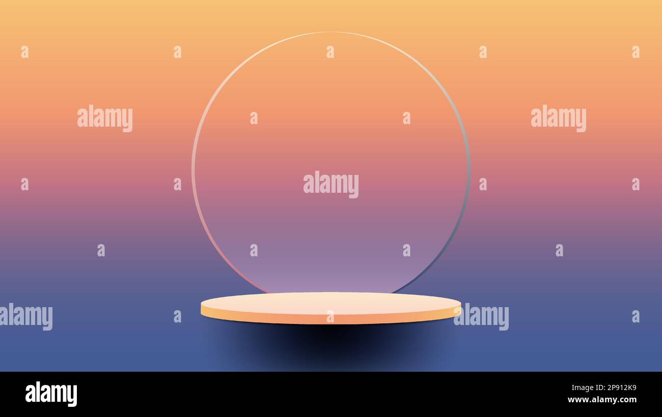 Abstract 3D realistic podium with circle transparency glass on gradient ...