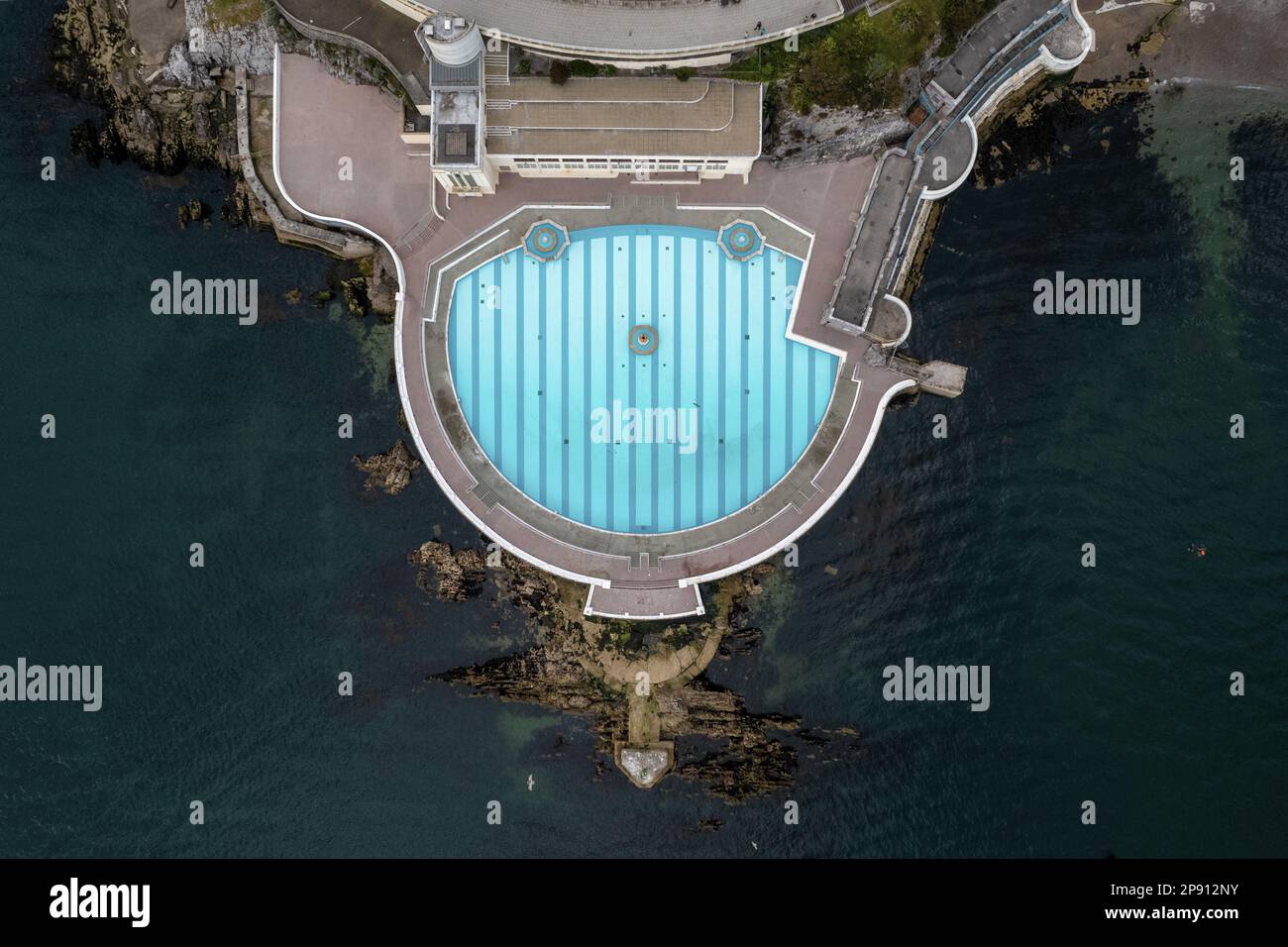 Tinside Lido, Plymouth, Devon Aerial Panoramic Photo Stock Photo - Alamy