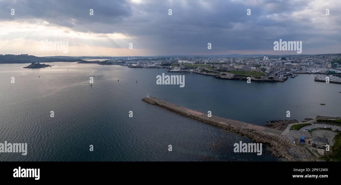 Mount Batten, Plymouth, Devon Aerial Panoramic Photo Stock Photo - Alamy