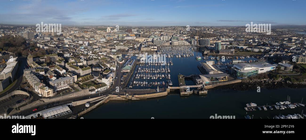 Sutton Harbour & The Barbican, Plymouth, Devon Aerial Panoramic Photo ...