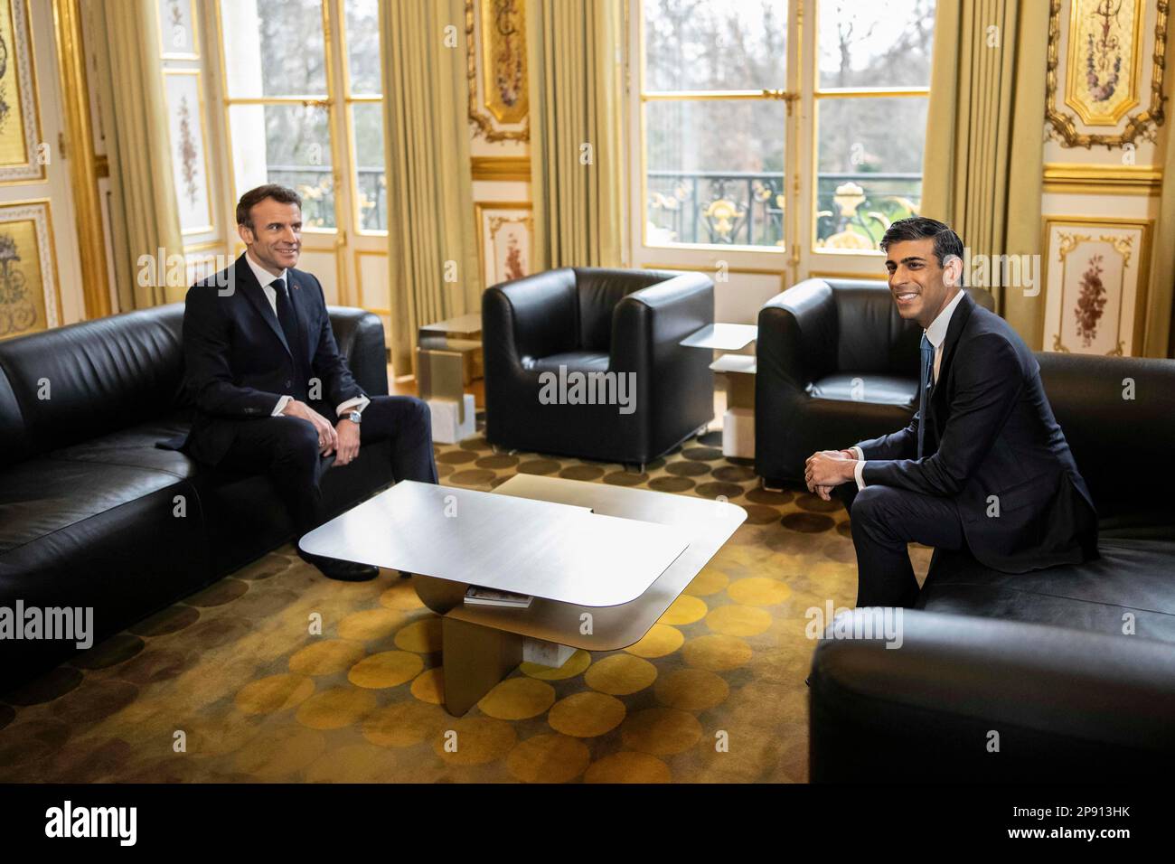 Paris, France. 10th Mar, 2023. France's President Emmanuel Macron and ...