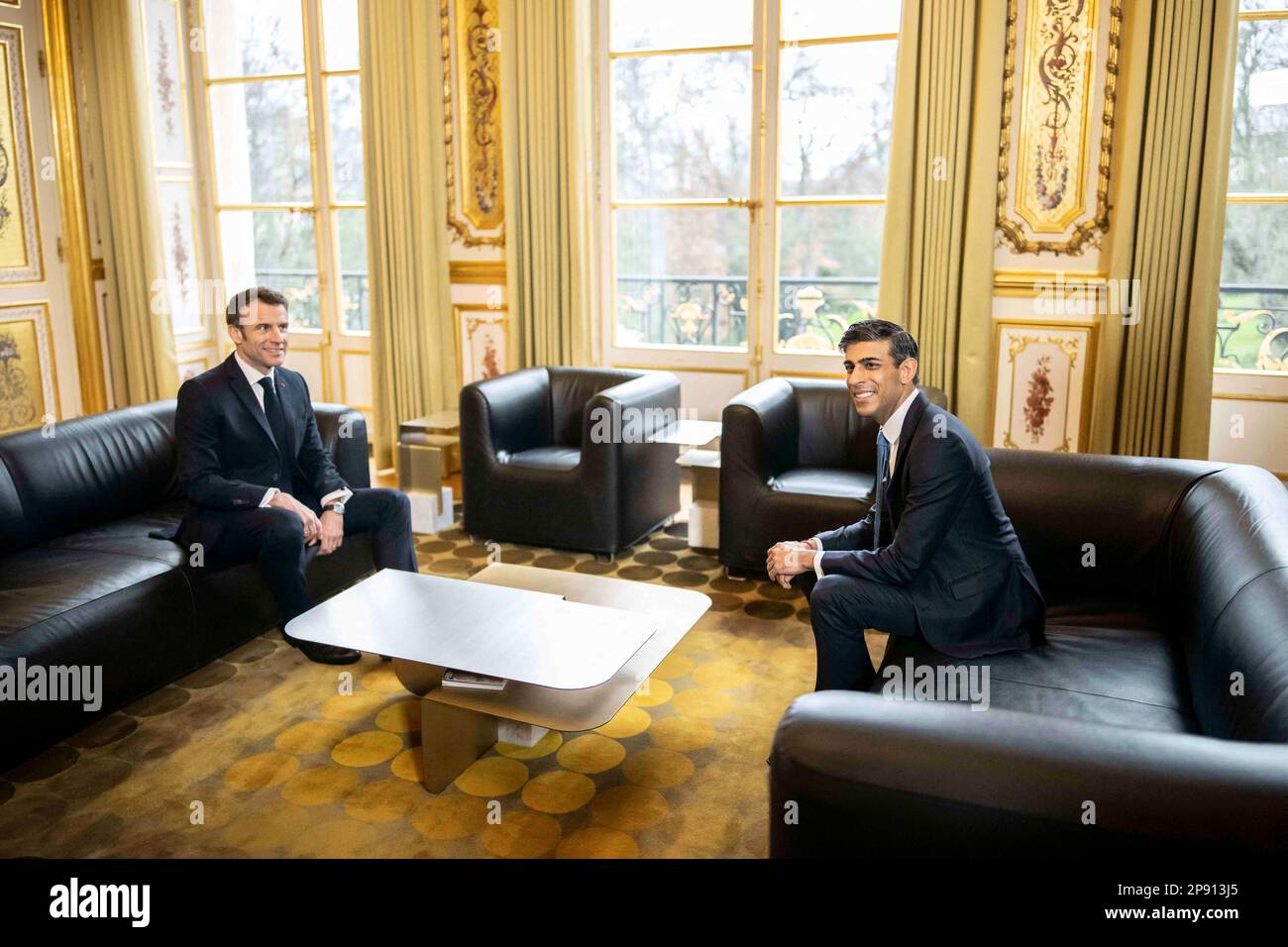 Paris, France. 10th Mar, 2023. France's President Emmanuel Macron and ...