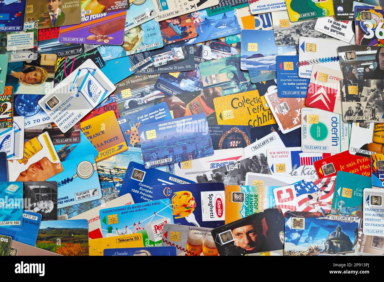 Paris, France - February 12 2019: Stack of Télécartes (French phone ...