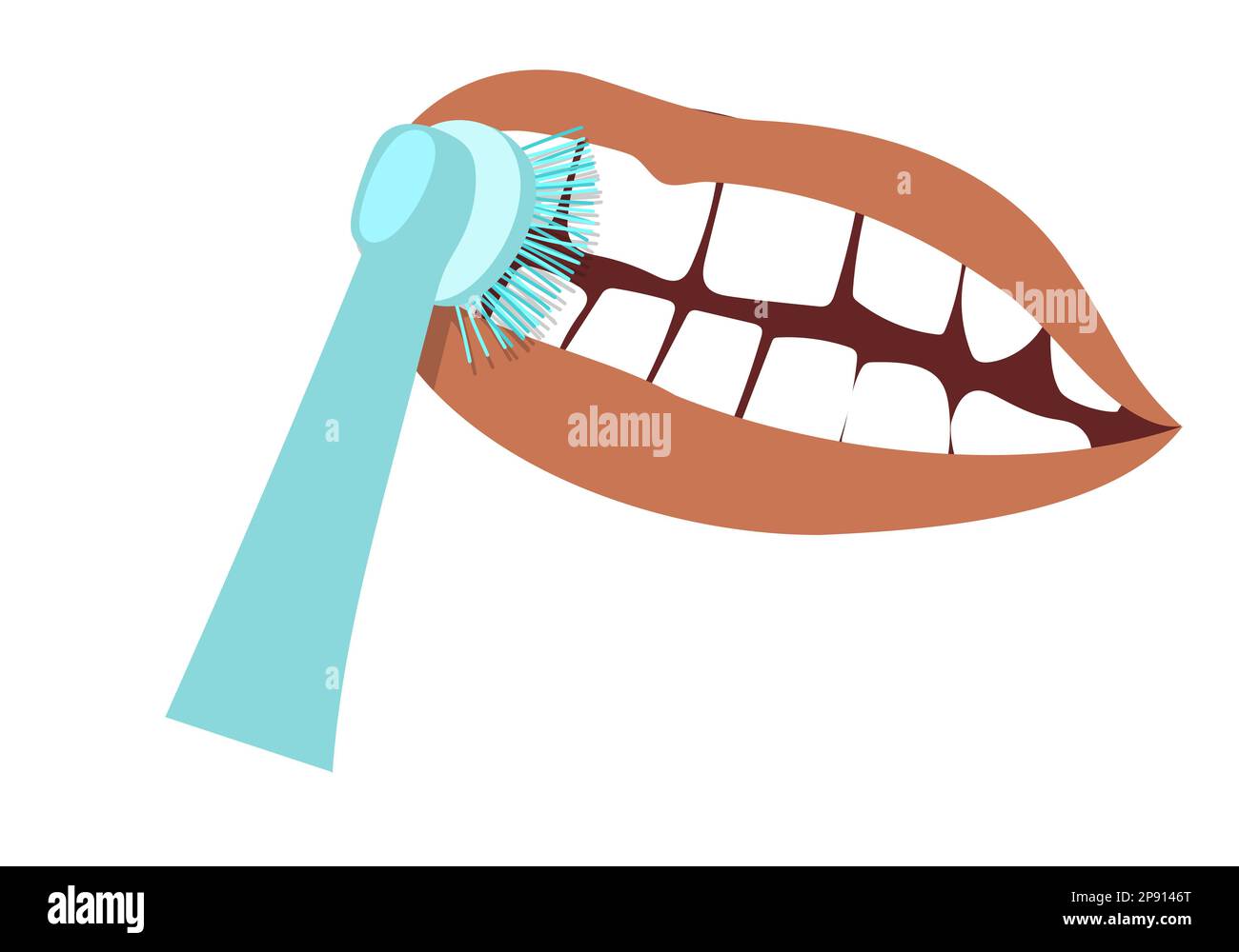 Human mouth and teeth, brushing with electric toothbrush Stock Vector ...