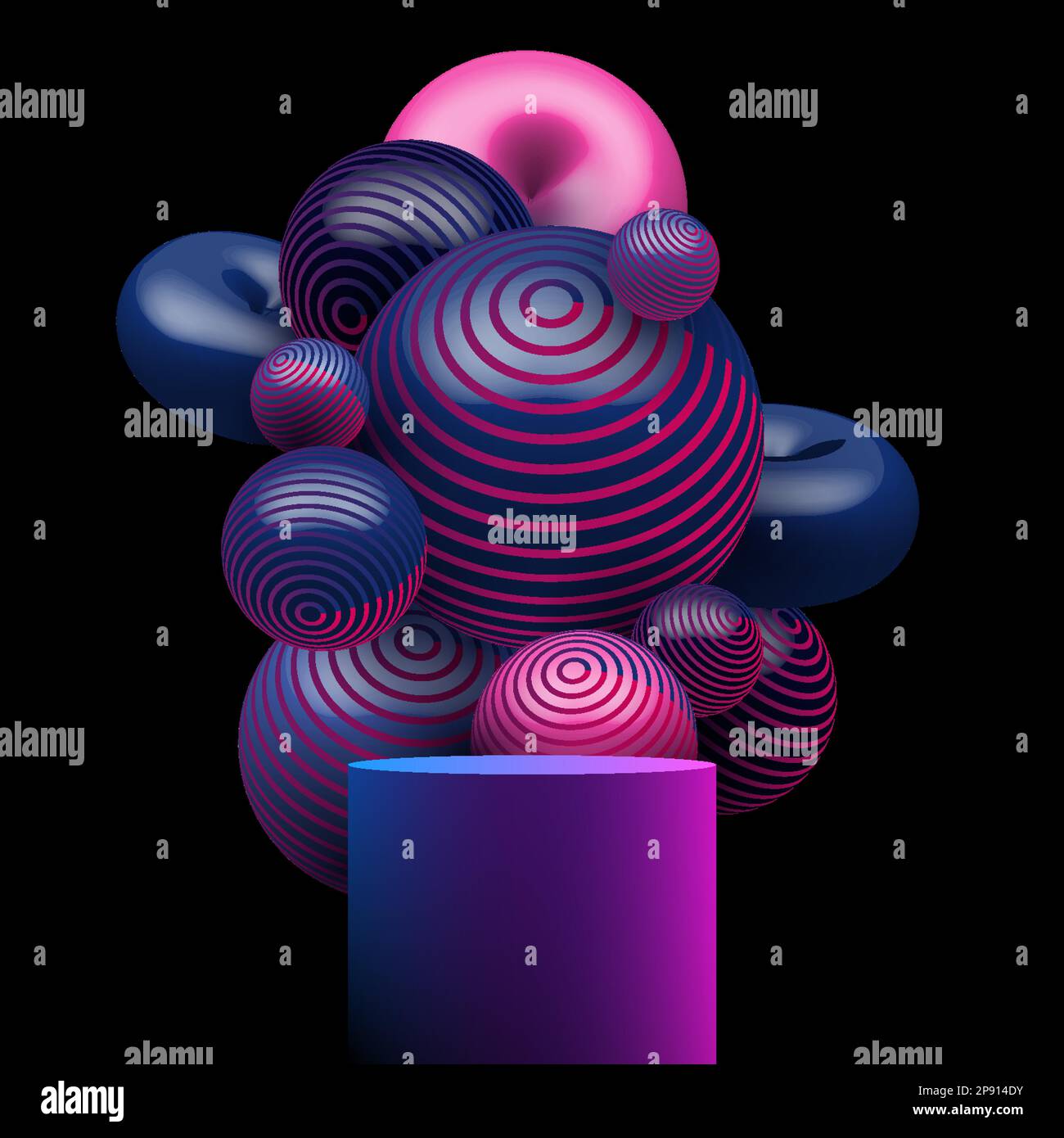 3d Neon Colors On Black Background Stock Vector Images Alamy