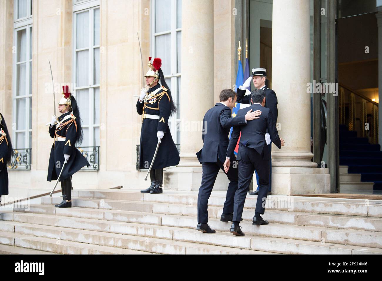 Paris, France. 10th Mar, 2023. France's President Emmanuel Macron and ...