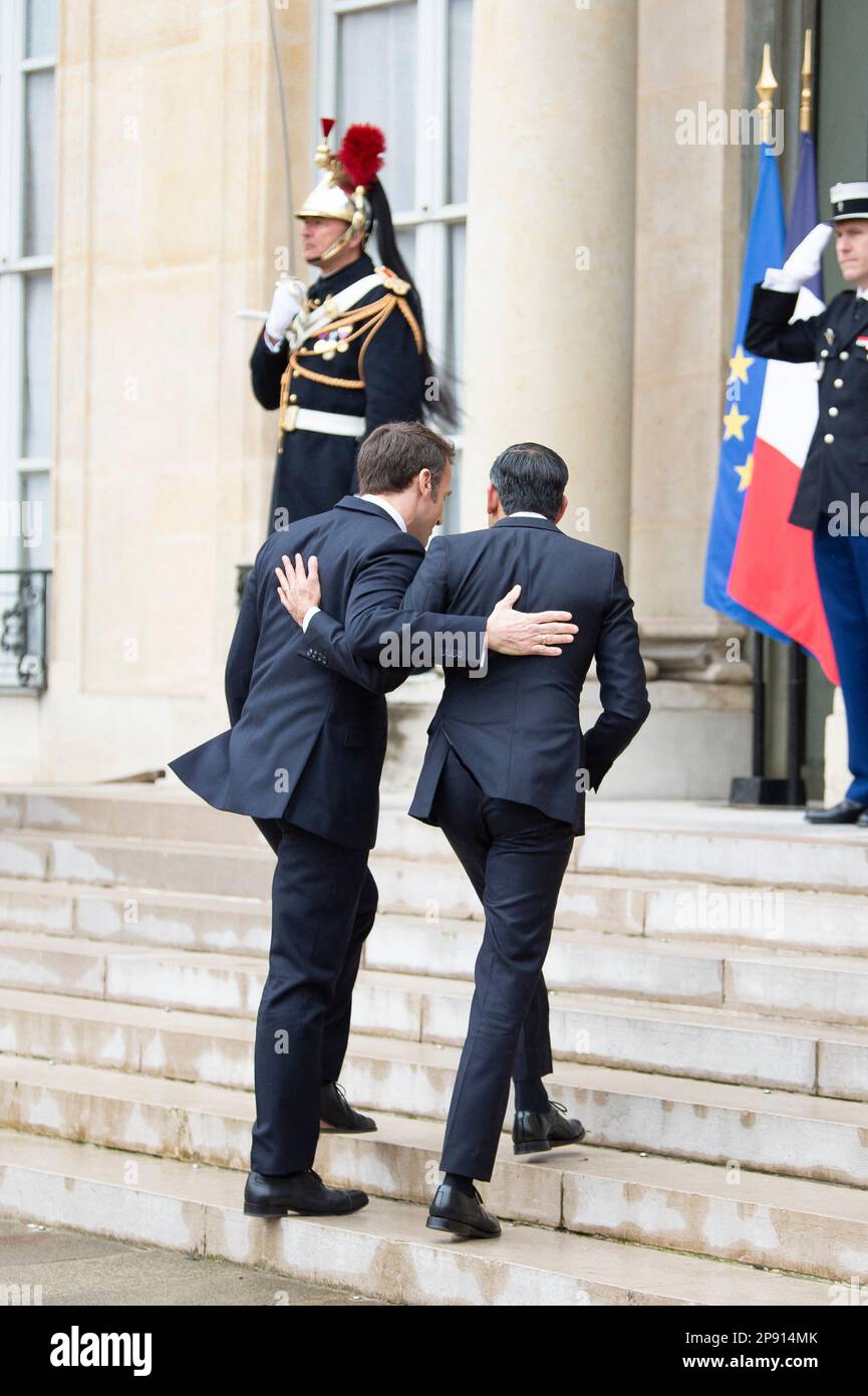 Paris, France. 10th Mar, 2023. France's President Emmanuel Macron and ...