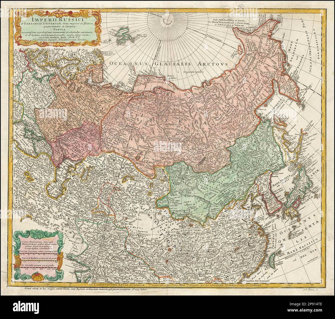 1730 map of Russia and Tartary by Johann Matthias Hase Stock Photo - Alamy