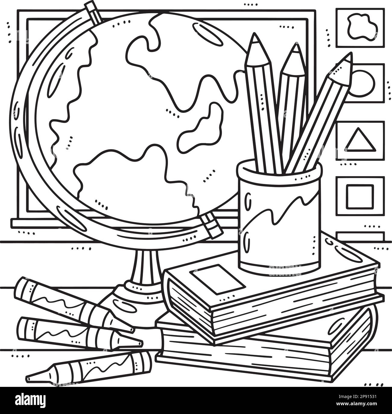 Last Day Of School Globe Crayon Book Coloring Stock Vector Image Art