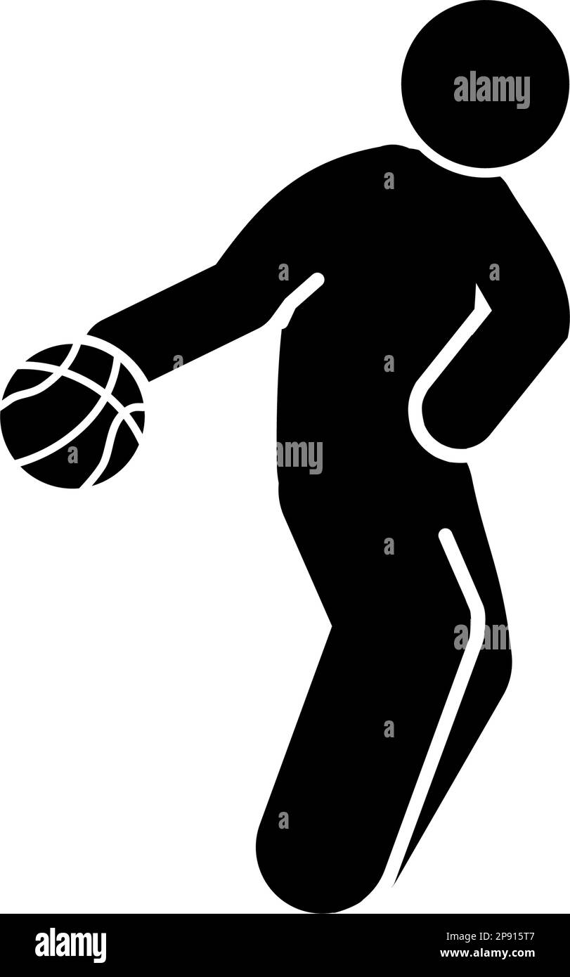 Basketball player black simple icon on white background. Vector ...